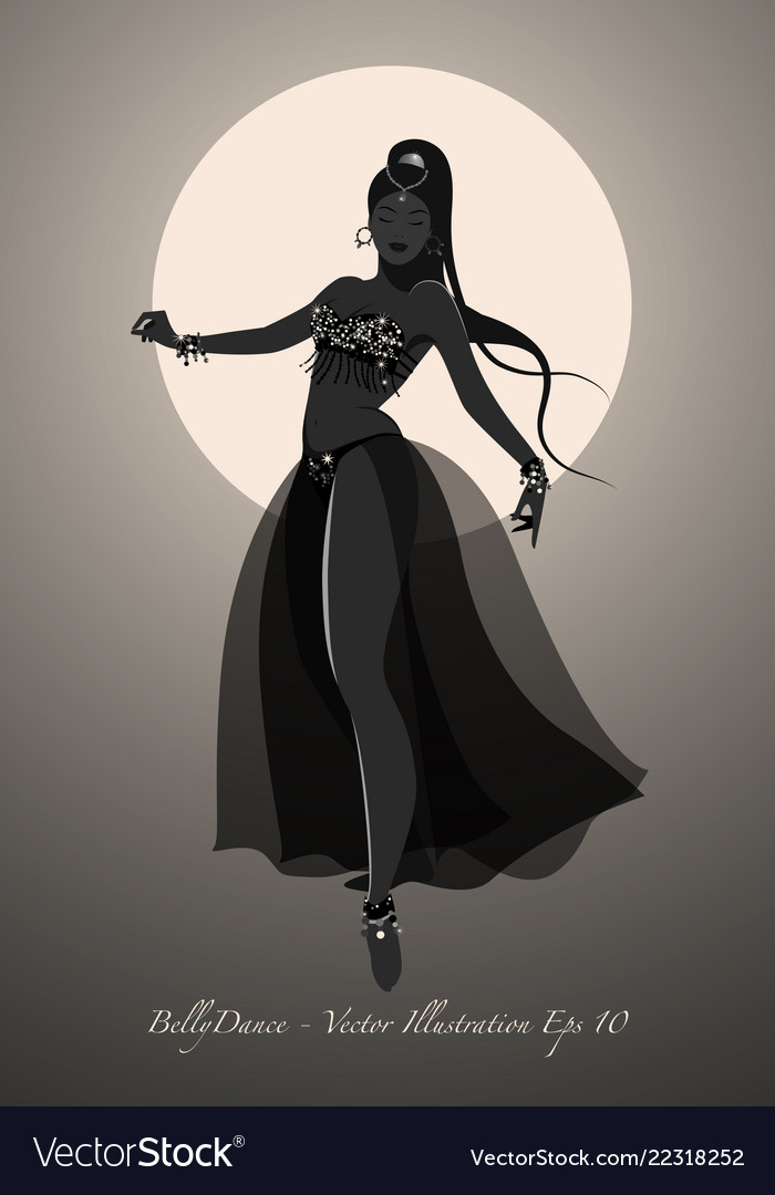 Beautiful Belly Dancer Silhouette Wearing Exotic Vector Image