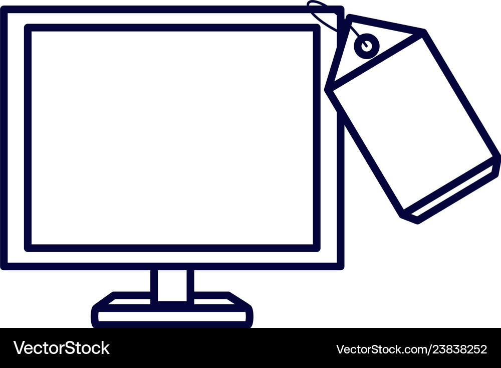 Computer monitor with tag commercial Royalty Free Vector