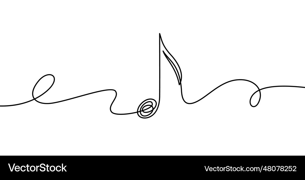Continuous line music note musical symbol in one Vector Image
