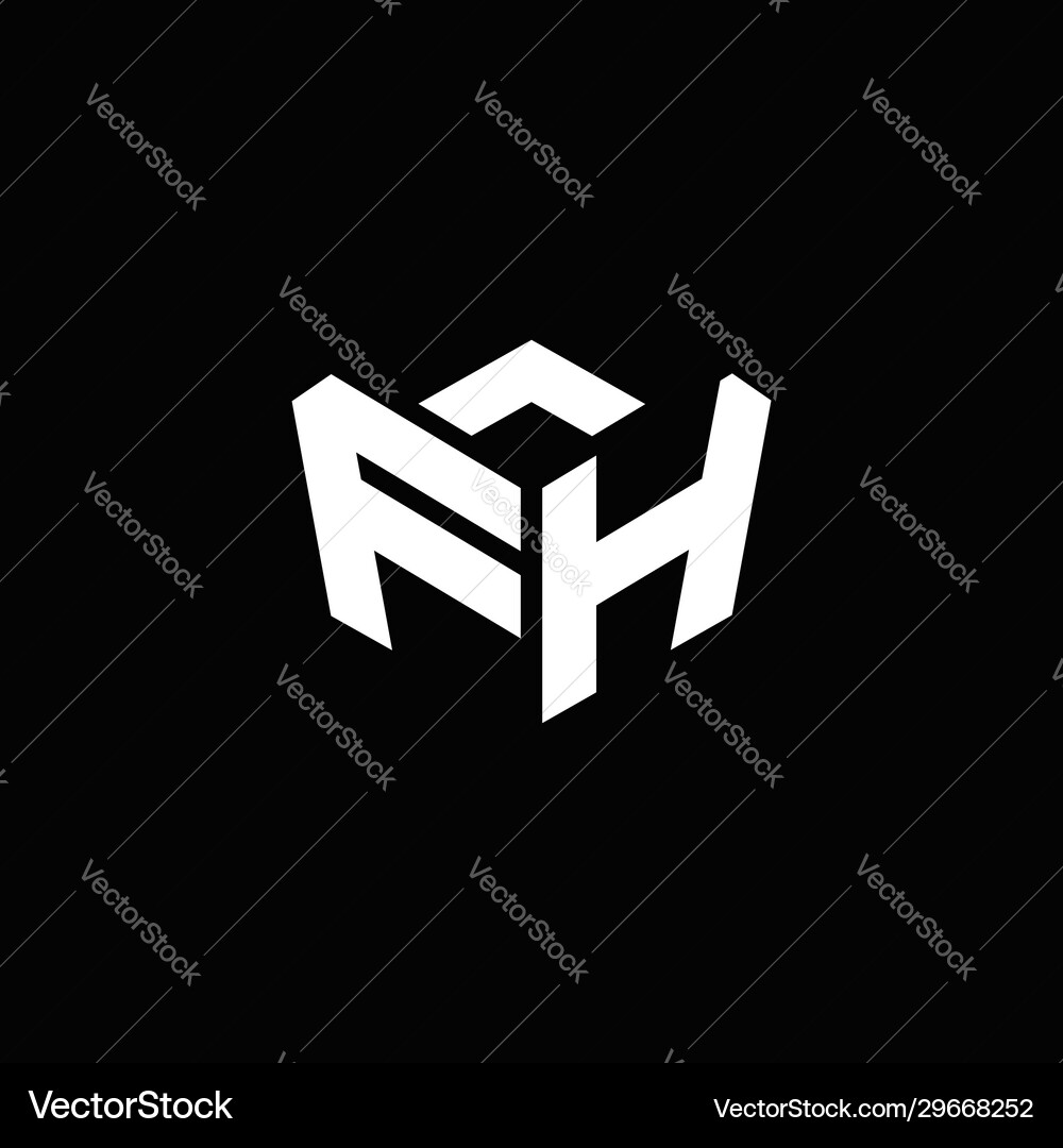 Fh logo monogram with emblem style ribbon design Vector Image