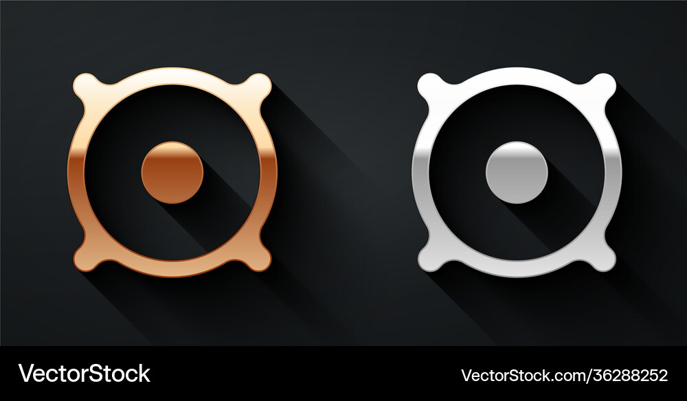 Gold and silver stereo speaker icon isolated Vector Image