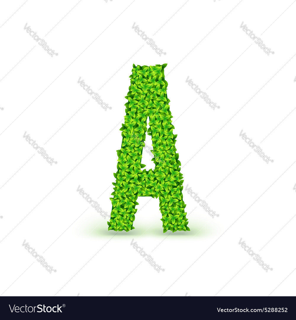 Green leaves font Royalty Free Vector Image - VectorStock