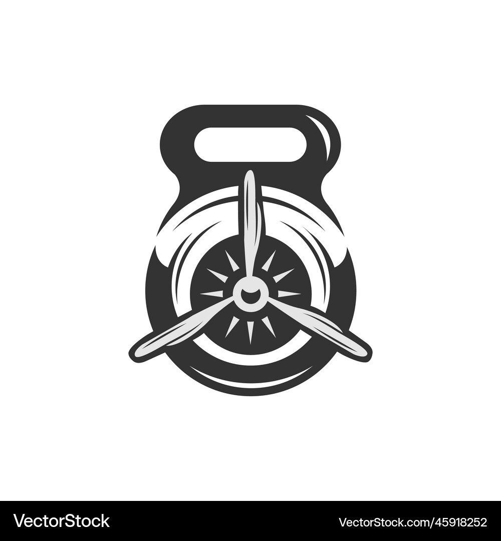 Gym strength logo design idea with kettle bell Vector Image