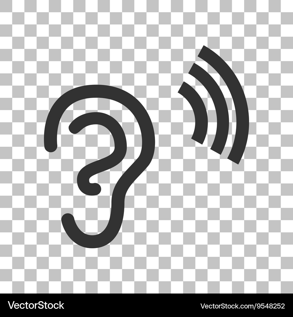 Human ear sign dark gray icon on transparent Vector Image