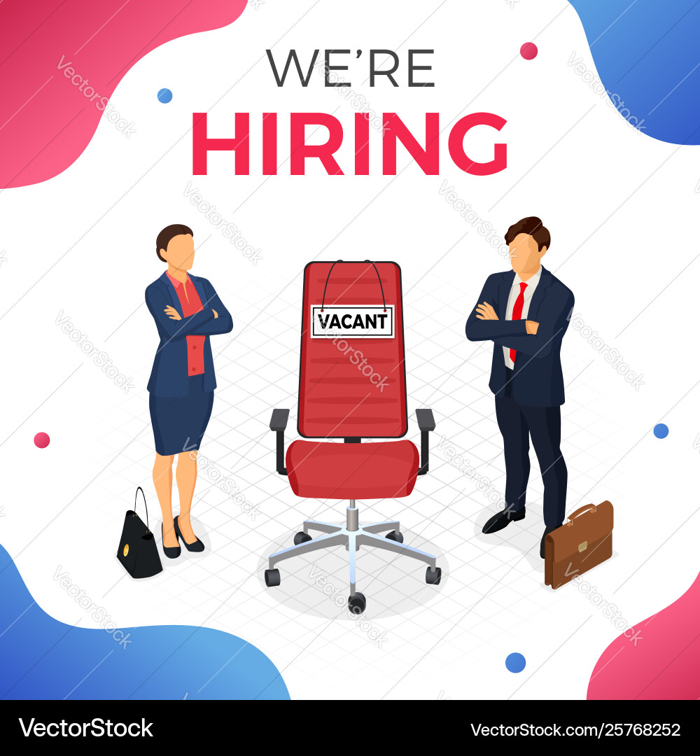 Isometric employment and hiring concept Royalty Free Vector