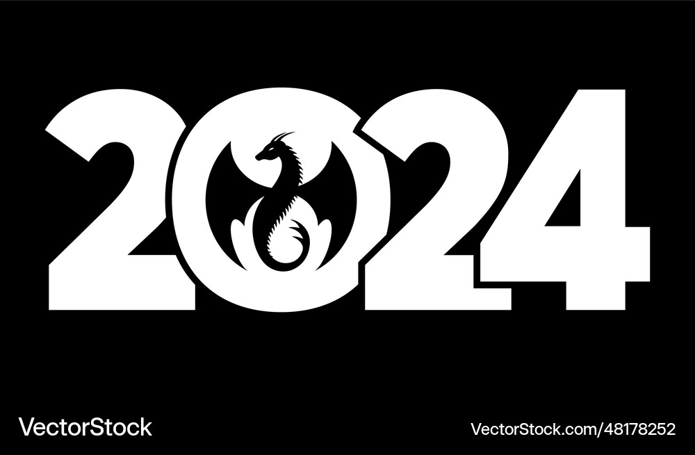 Logo 2024 with the dragon icon symbol Royalty Free Vector