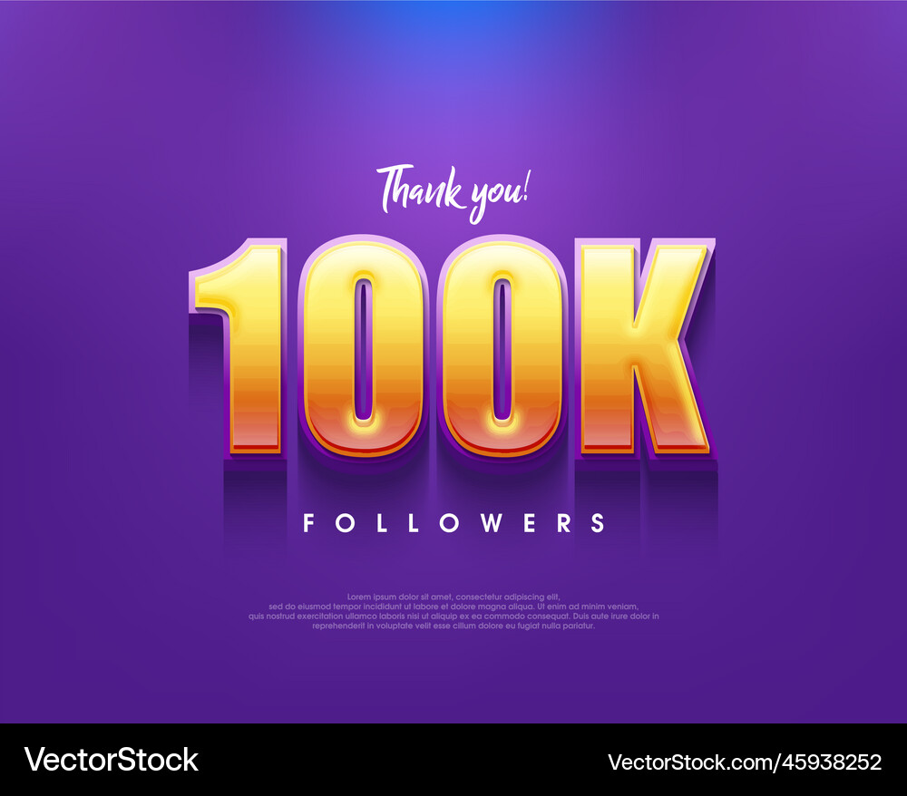 Simple and clean thank you design for 100k Vector Image