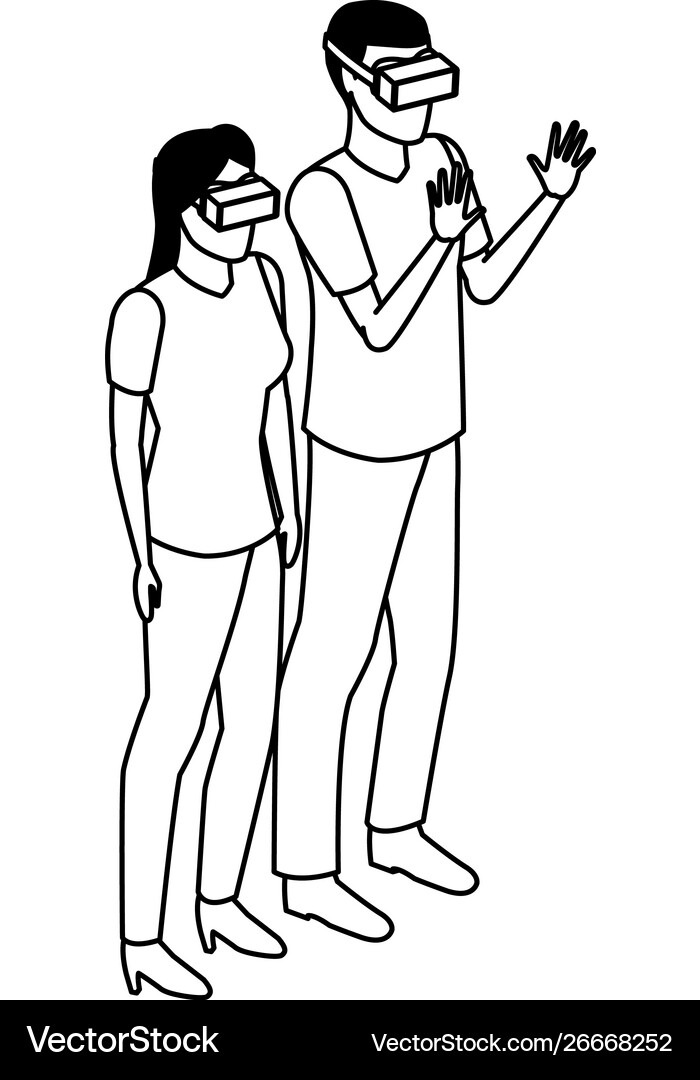 Virtual reality technology experience cartoon Vector Image