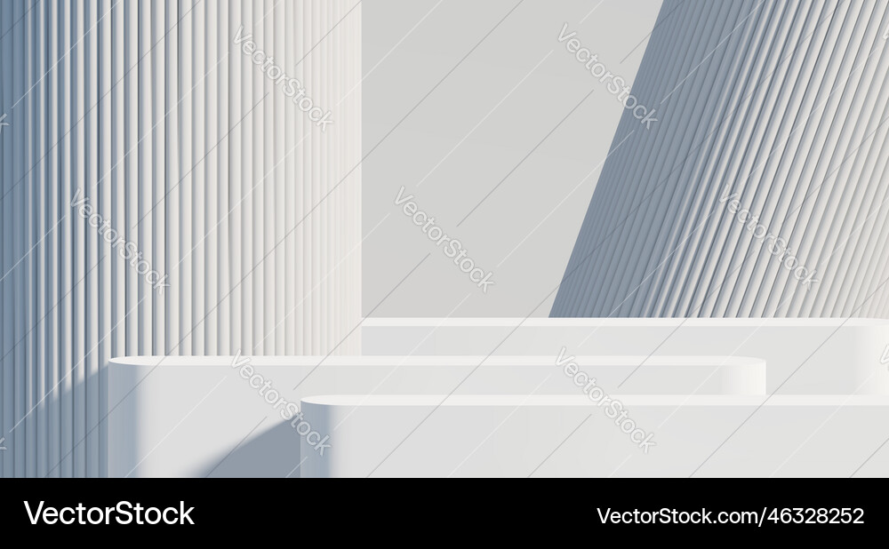 White podiums for product showcase with columns Vector Image