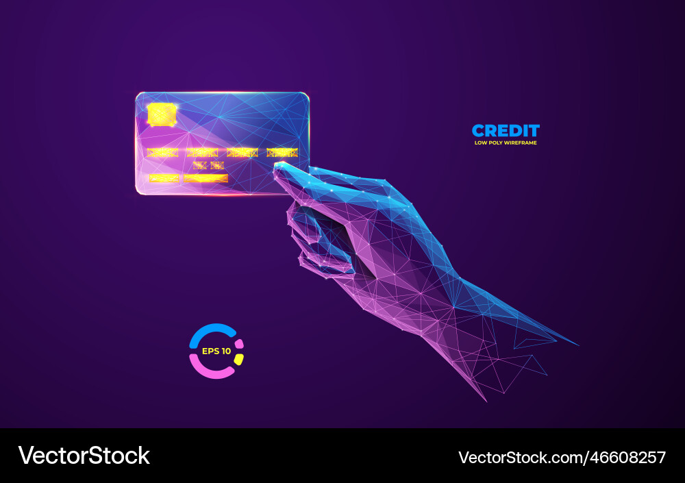 3d credit card in hand holding Royalty Free Vector Image
