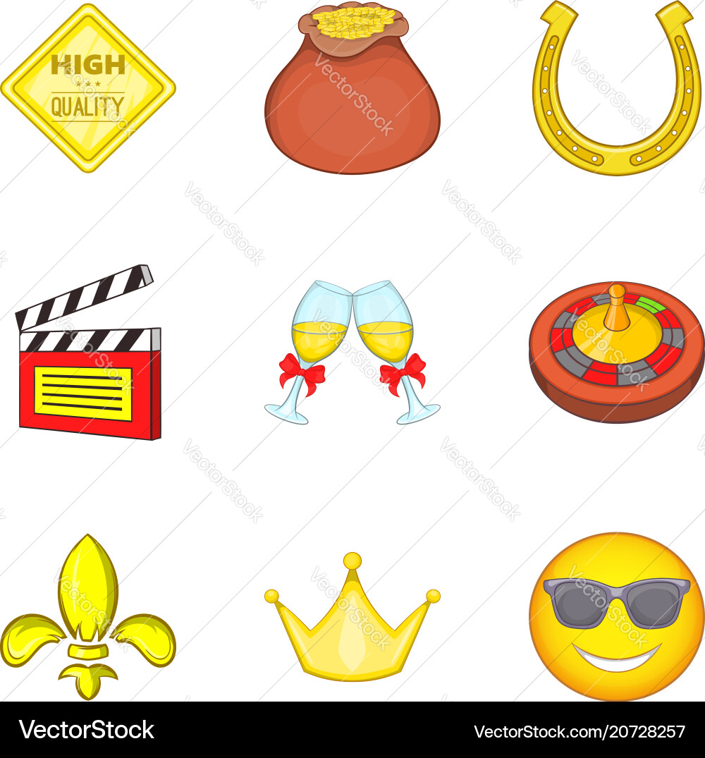 Allowance icons set cartoon style Royalty Free Vector Image