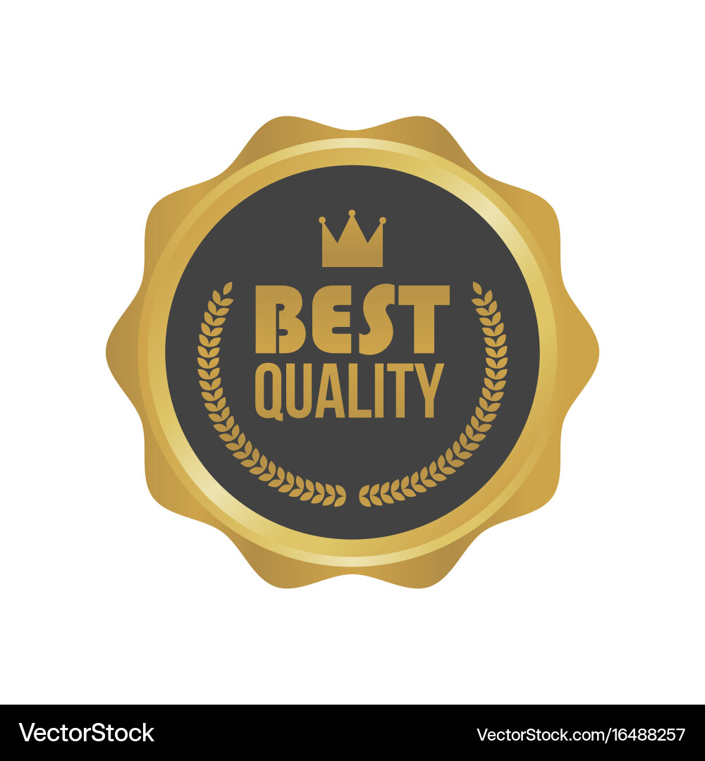 Best quality gold sign round label Royalty Free Vector Image
