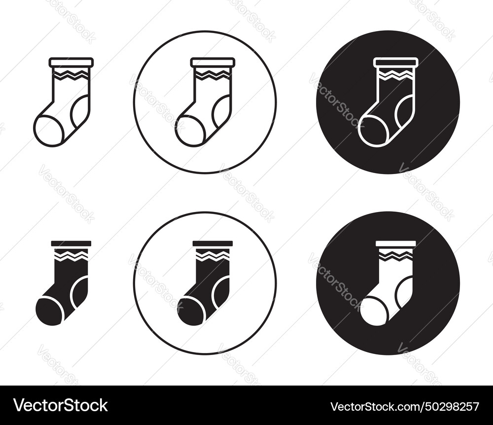 Christmas stocking icon set holiday gift sock Vector Image