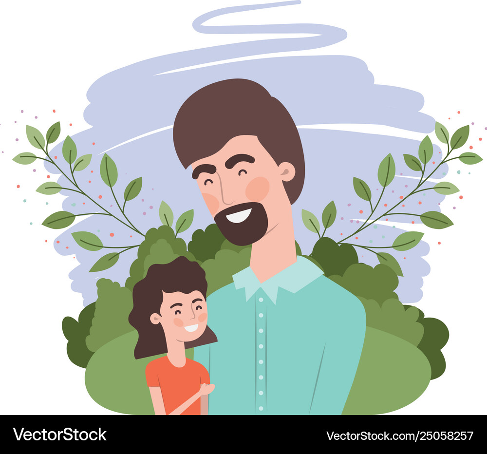 Father with daughter avatar character Royalty Free Vector