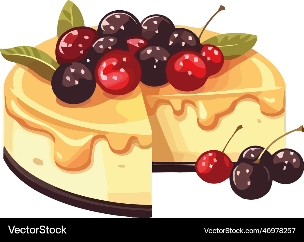 Fresh sweet berry cheesecake Royalty Free Vector Image