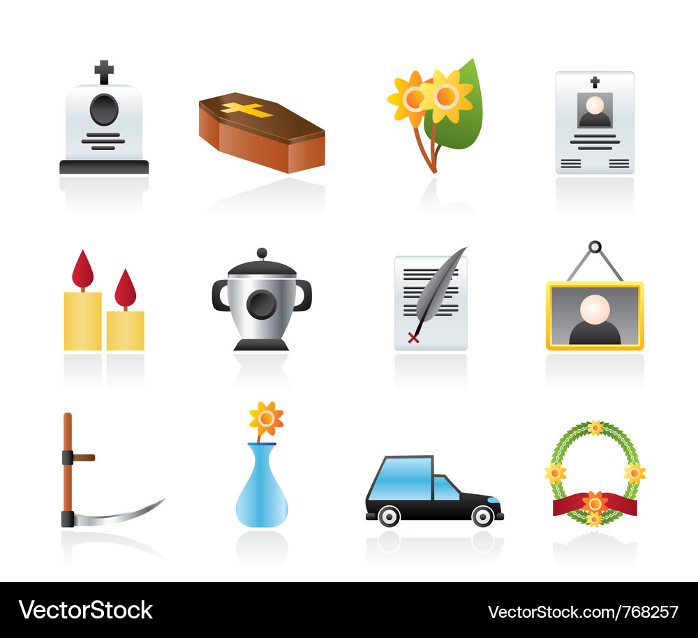 Funeral and burial icons Royalty Free Vector Image