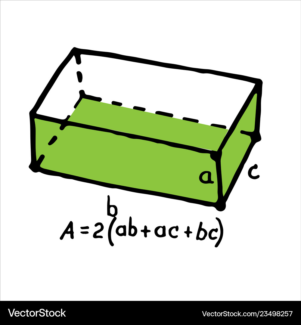 Hand drawn rectangular surface area sketch Vector Image