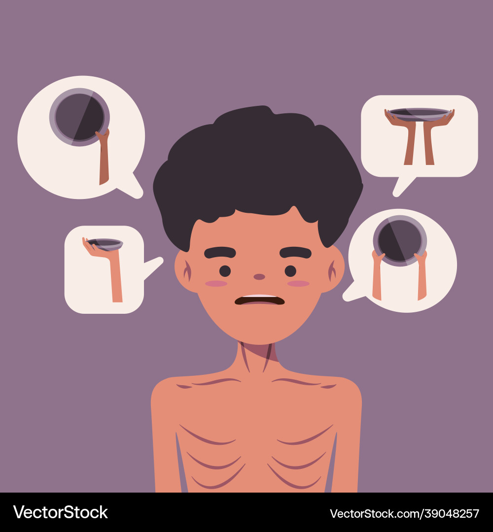 Man suffers with malnutrition because poverty Vector Image