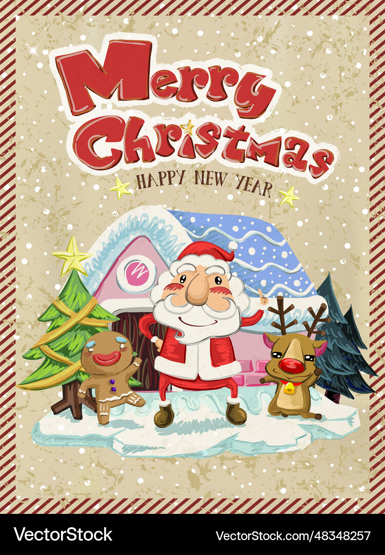 Merry christmas graphic with santa moose Vector Image