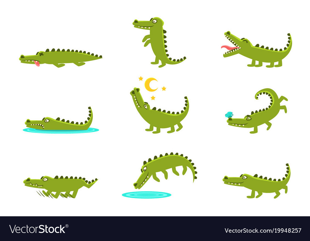 Smiling friendly crocodile cartoon character Vector Image Smiling friendly crocodile cartoon character Vector Image