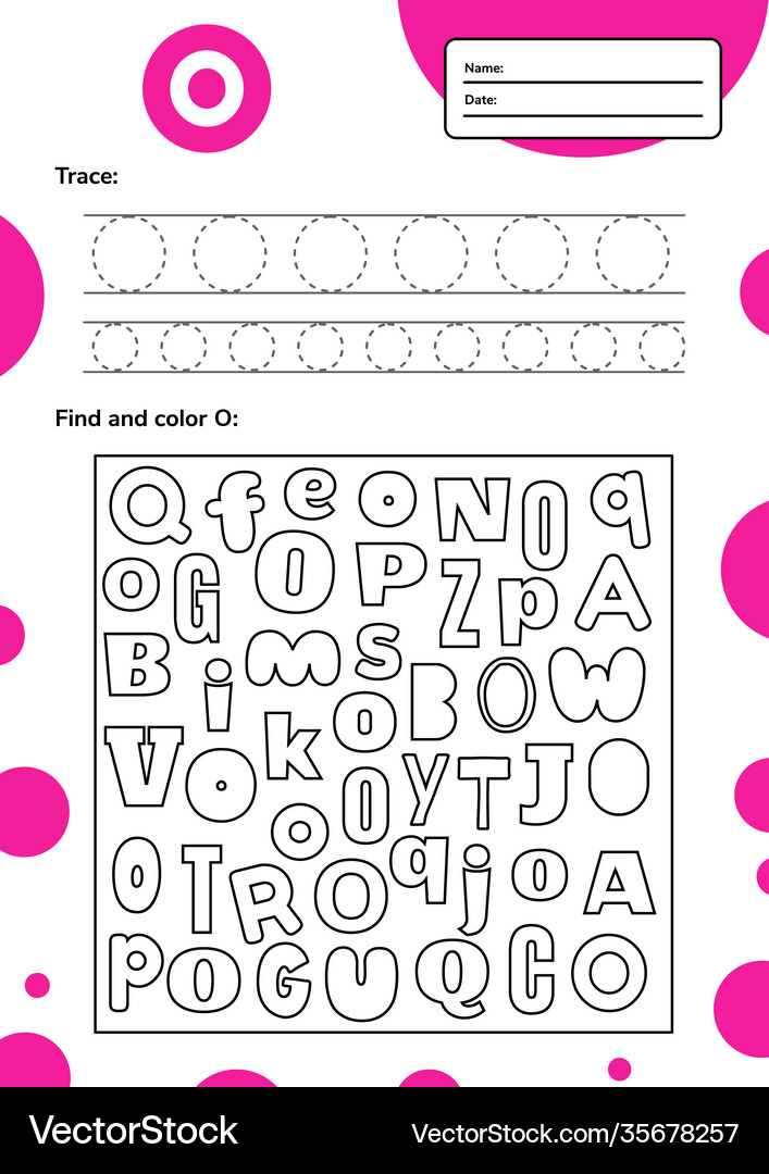 Trace letter worksheet a4 for kids preschool Vector Image
