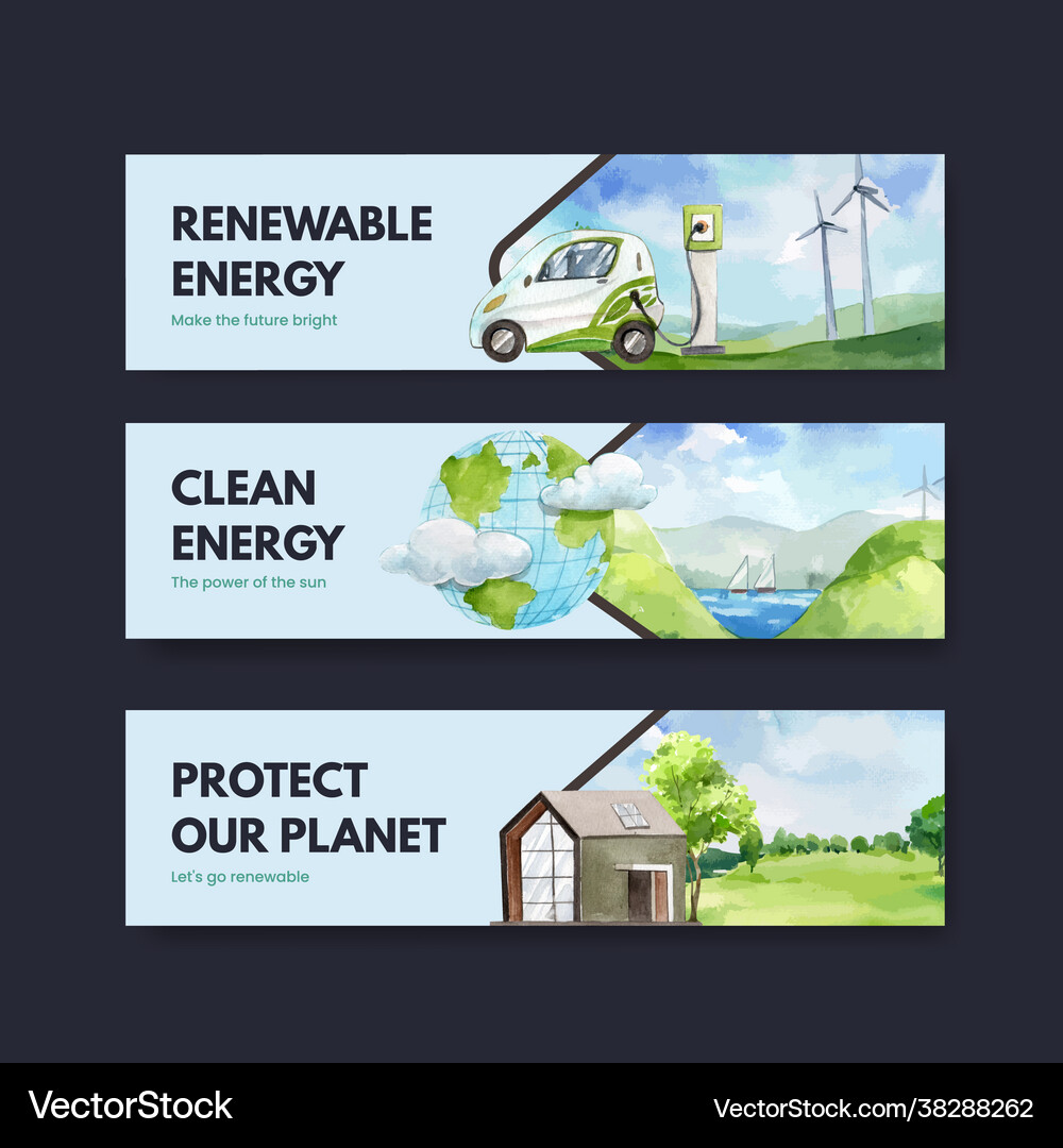 Banner template with green energy Royalty Free Vector Image