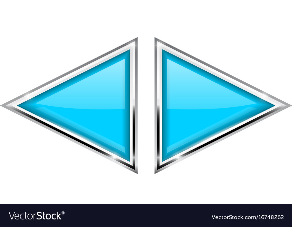 Blue triangle buttons with metal frame Royalty Free Vector