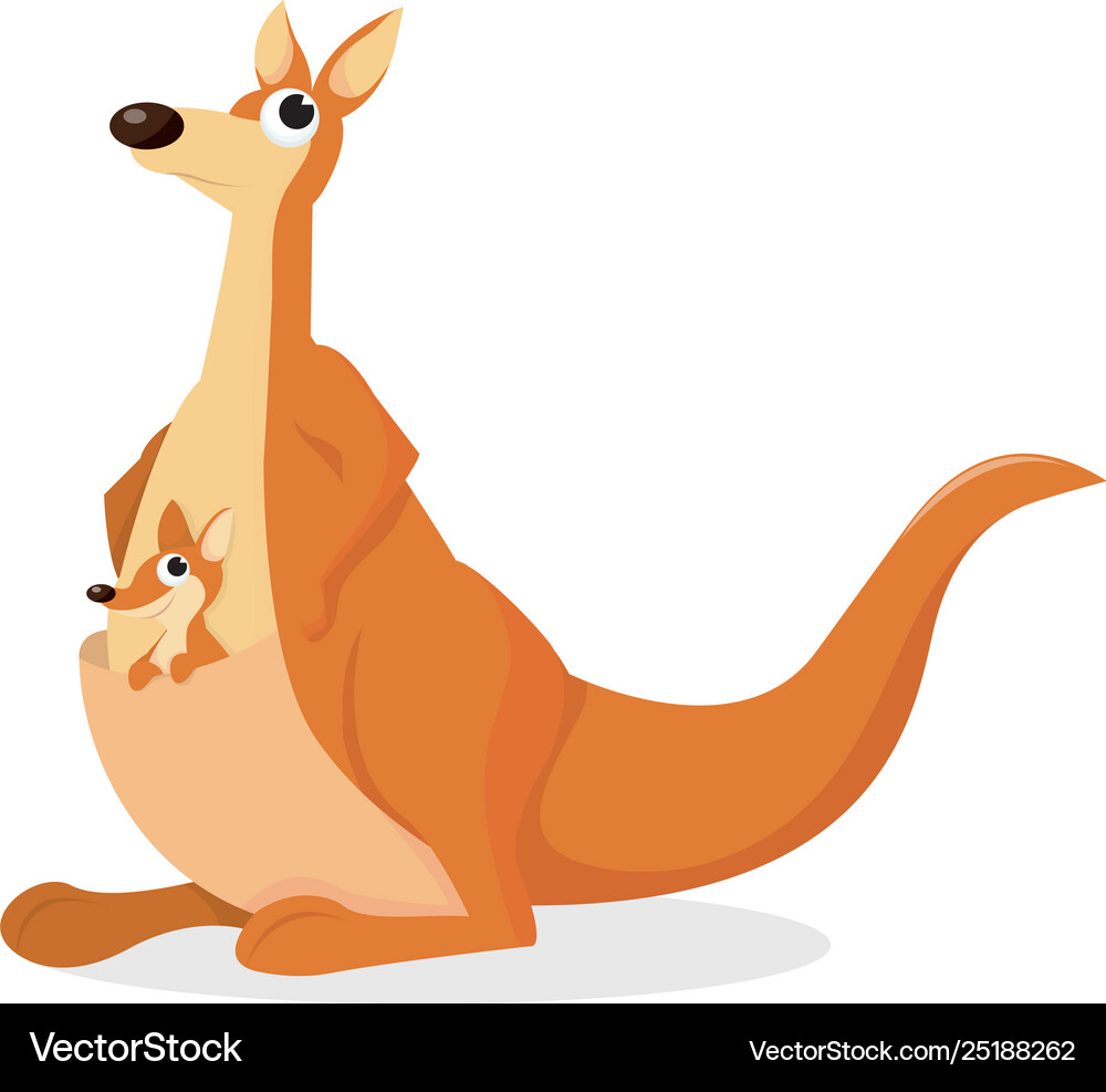 Cartoon kangaroo and joey Royalty Free Vector Image