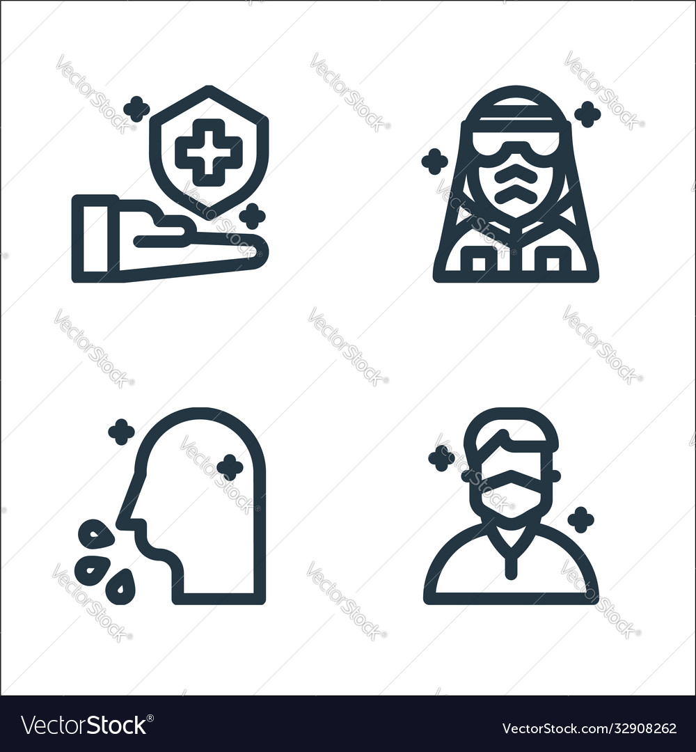 Coronavirus line icons linear set quality line Vector Image