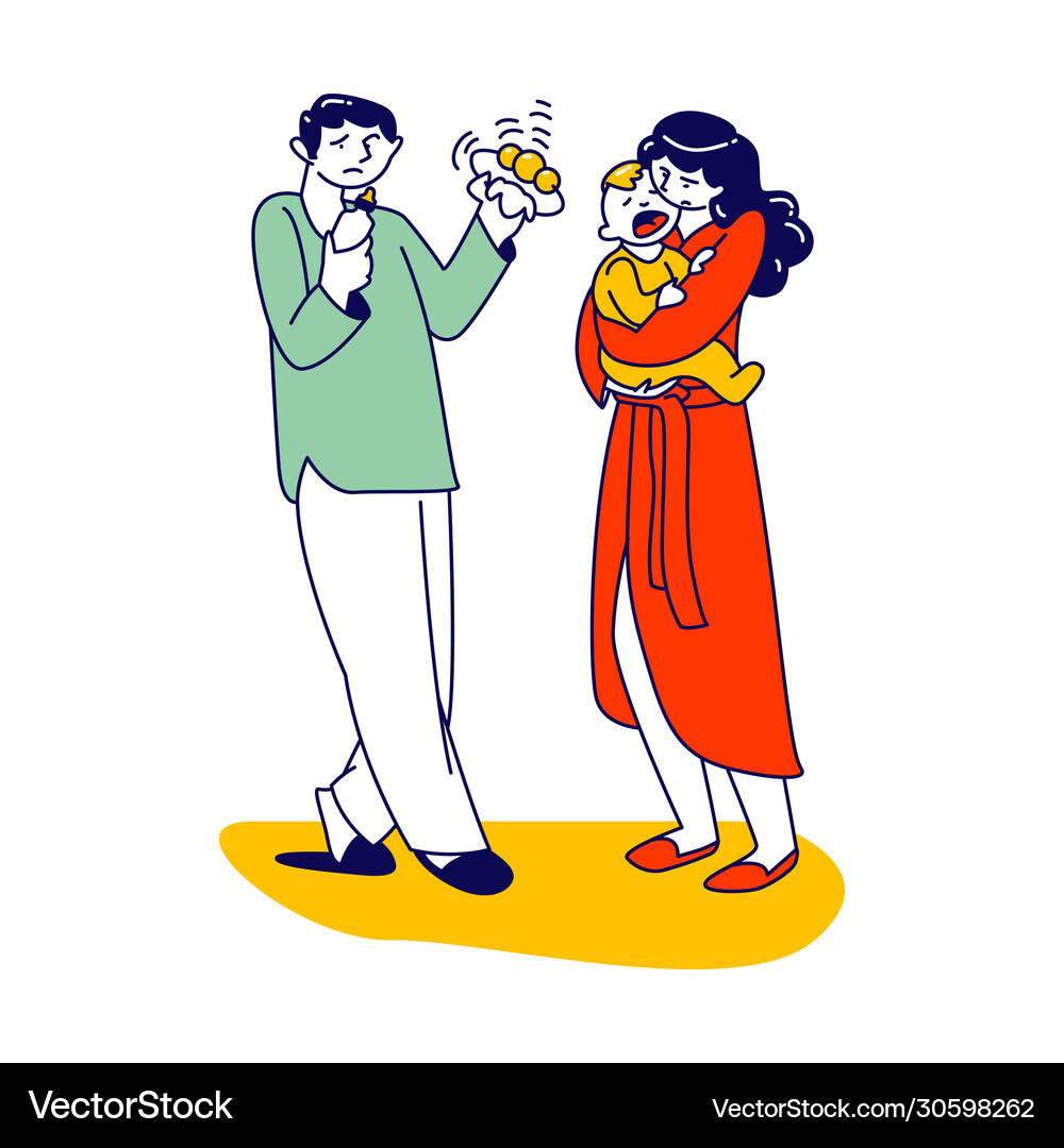 Couple young parents characters lull crying Vector Image