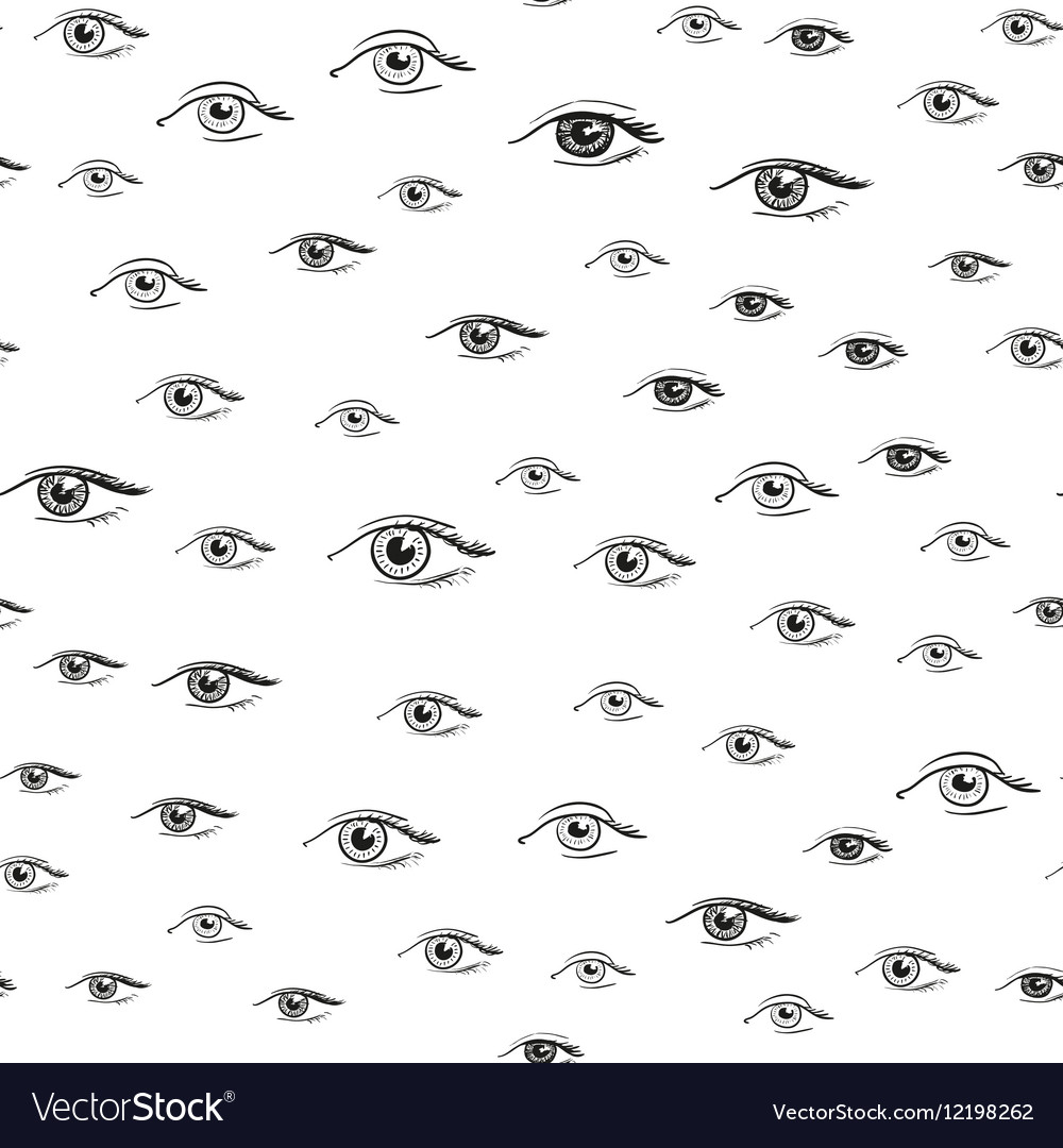 Eyes pattern from hand drawn psychedelic elements Vector Image