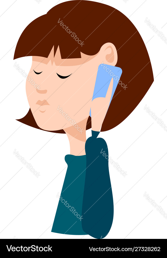 Girl on call white background Royalty Free Vector Image