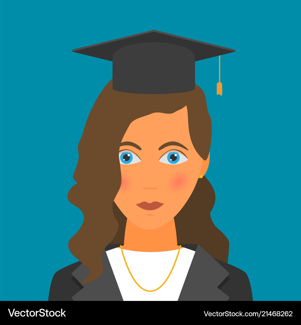 Graduating young woman in flat style Royalty Free Vector