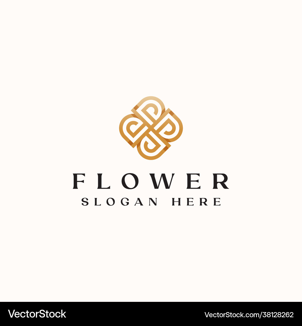 Letter d golden flower monogram logo template Vector Image