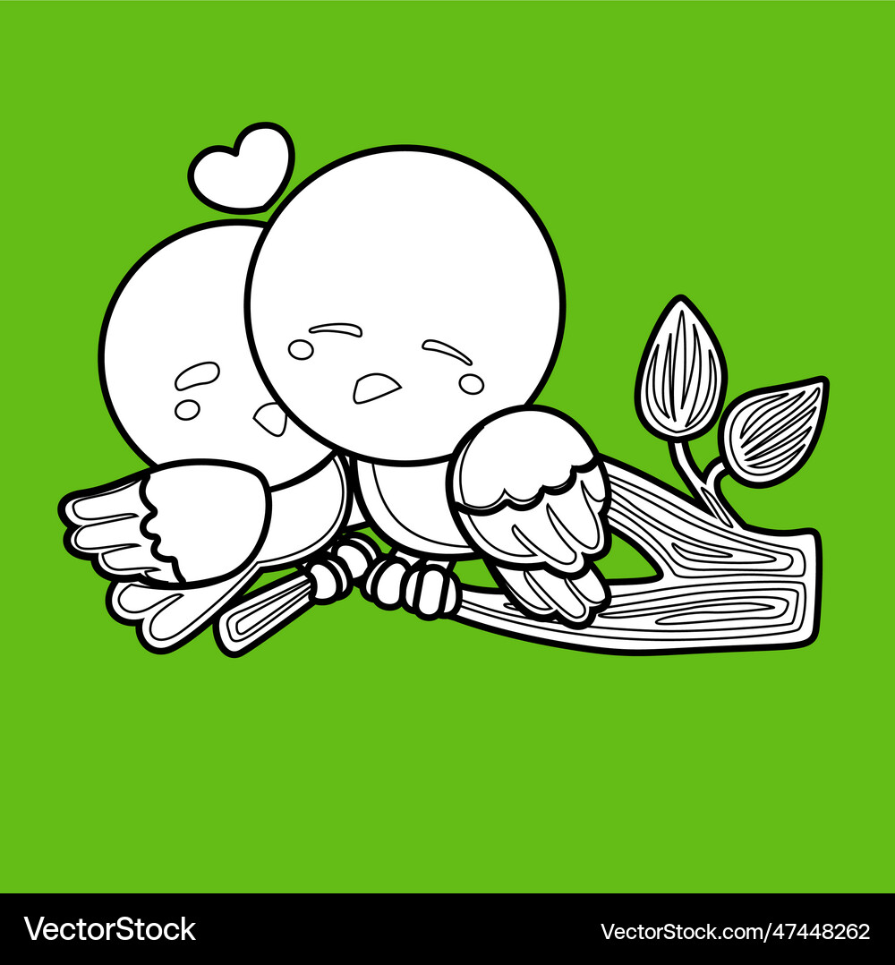 Lovely bird valentine digital stamp Royalty Free Vector