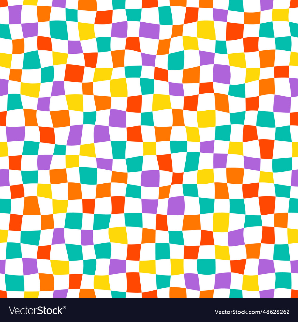 Multicolor checkerboard seamless pattern groovy Vector Image
