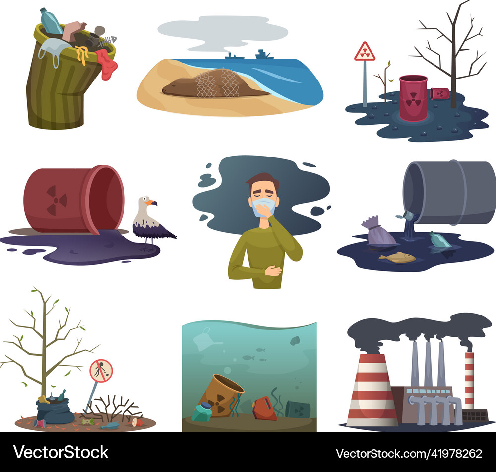 Nature pollution garden weather waste trash Vector Image