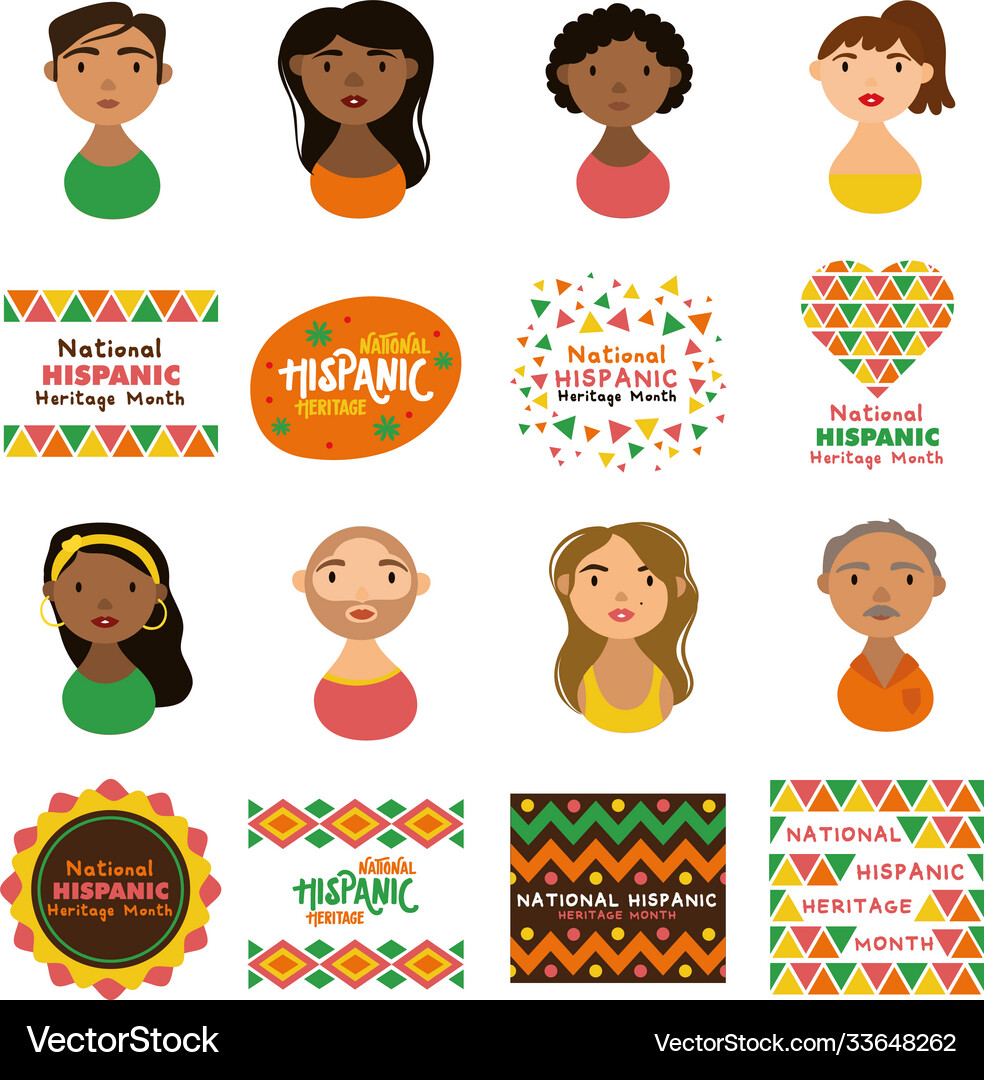 People characters and national hispanic heritage Vector Image