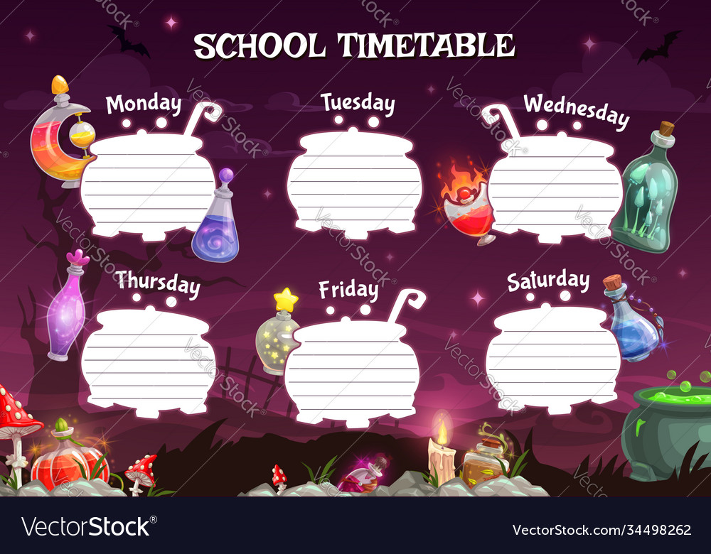 School timetable template halloween background Vector Image