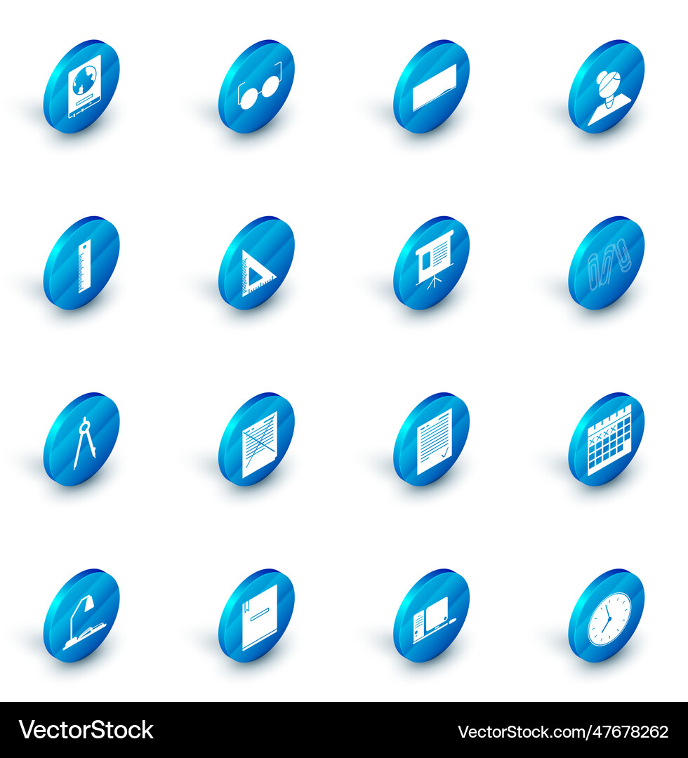 Set glasses chalkboard teacher ruler drawing Vector Image