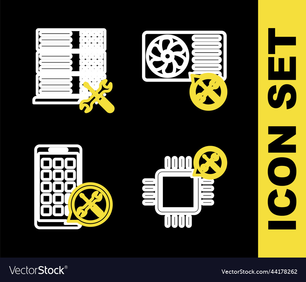 Set line air conditioner service processor Vector Image Set line air conditioner service processor Vector Image