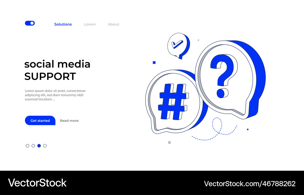 Social media notification 3d hashtag and question Vector Image