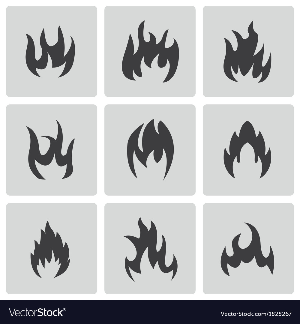 Black fire icons set Royalty Free Vector Image Black fire icons set Royalty Free Vector Image