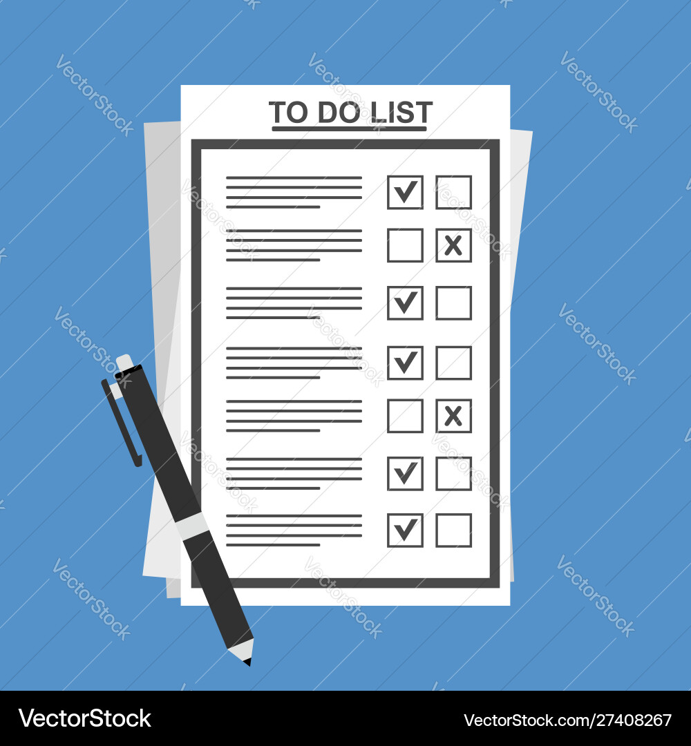 Checklist on to do list form with man signing Vector Image
