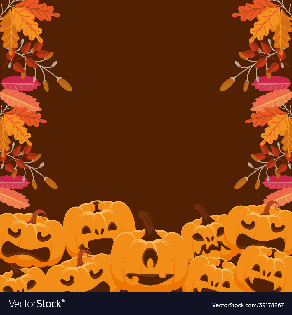 Halloween pumpkins border frame Royalty Free Vector Image