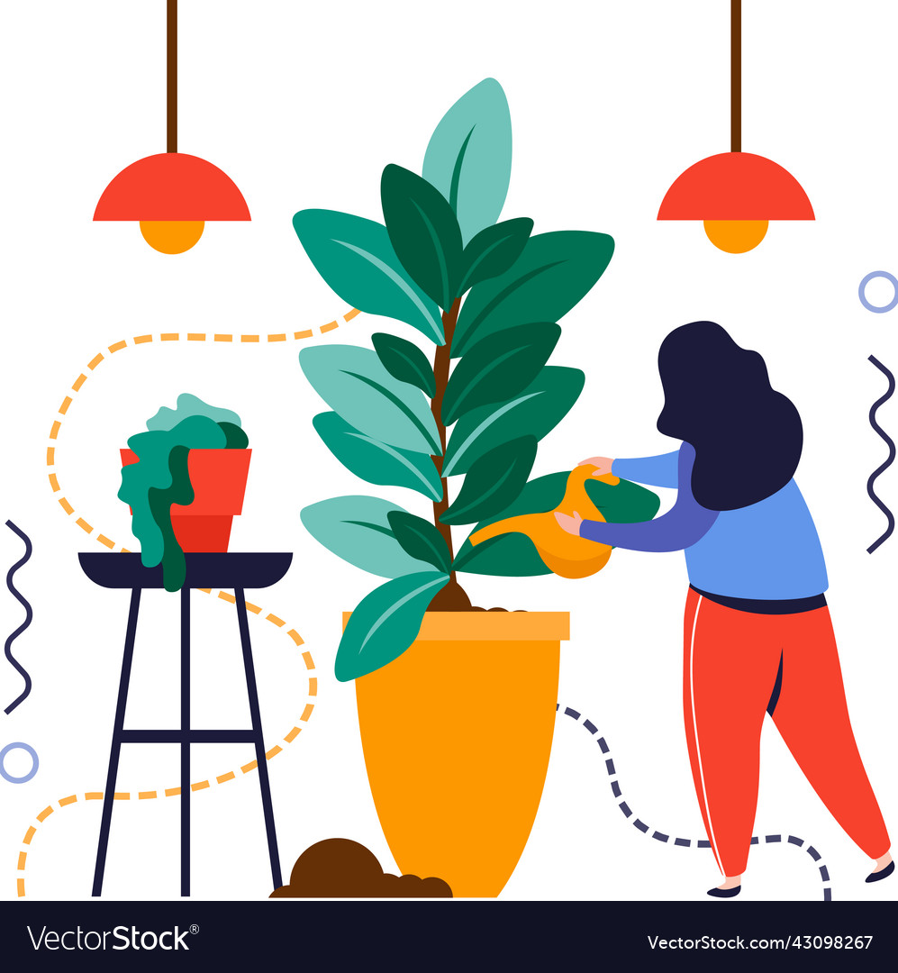 Interior plants flat composition Royalty Free Vector Image