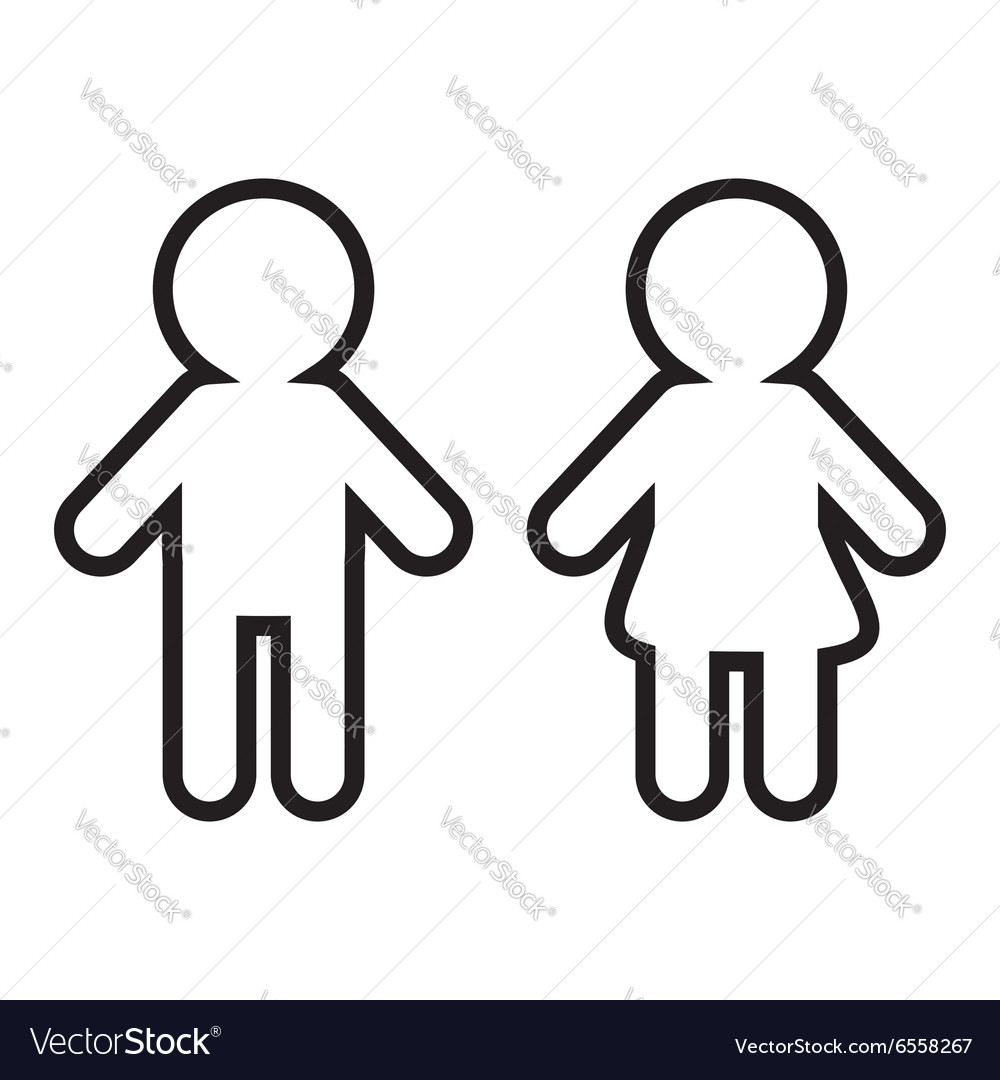 Man And Woman Contour Line Icon Restroom Symbol Vector Image 