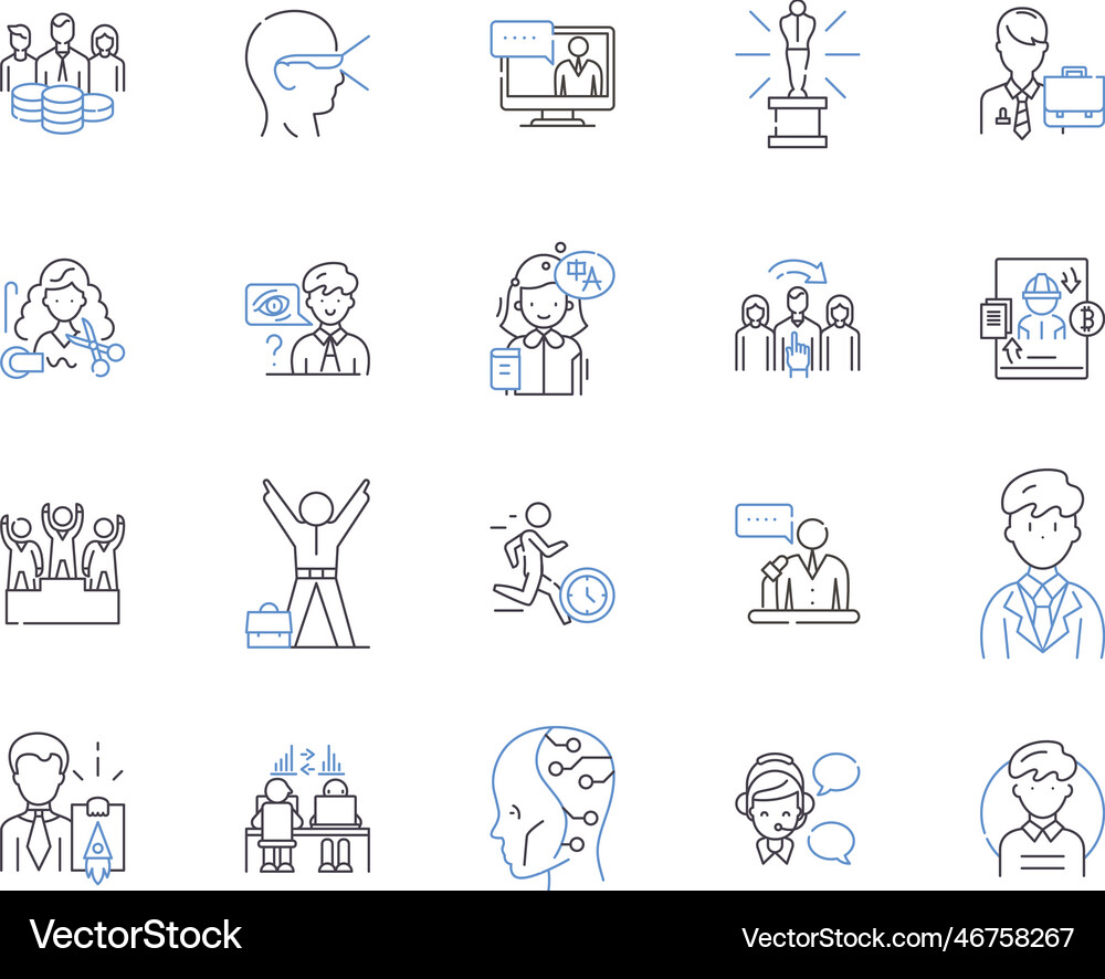 Management work outline icons collection Vector Image