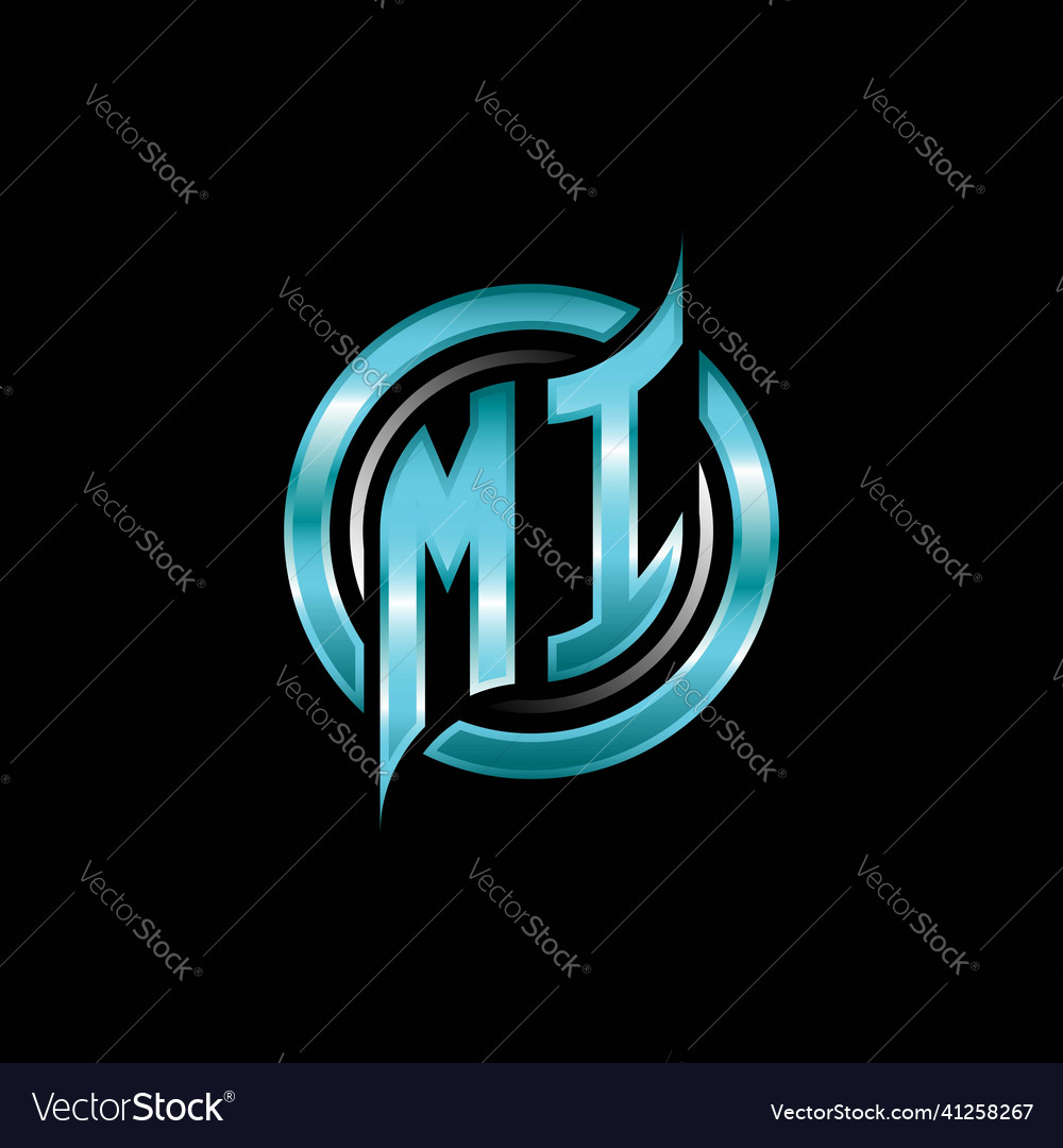 Mi initial monogram logo circle rounded Royalty Free Vector