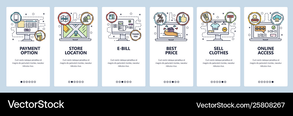 Mobile app onboarding screens online shopping Vector Image